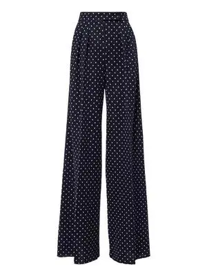 Max Mara Polka Dot Jersey Wide-leg Pants - Blue