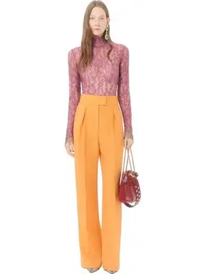 Valentino Garavani Lace Bodysuit With Contrasting Cuffs - Maroon