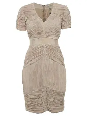 Burberry Plissé Pleated Mini Dress - Neutrals