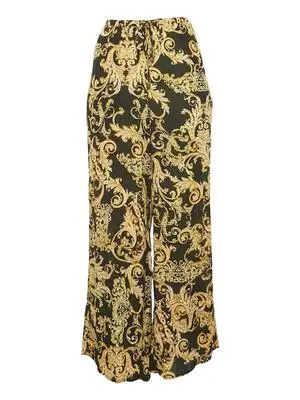 L'Agence Geraldine Baroque Print Wide-leg Trousers - Black