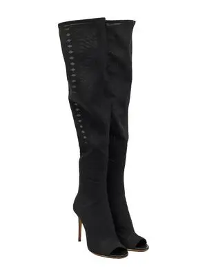 JIMMY CHOO Over-the-knee Mesh Boots - Black