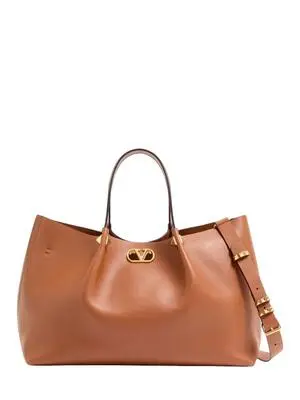 Valentino Garavani Valentino Garavani Large Soft Leather Shopping Bag With Maxi Studs Hazelnut