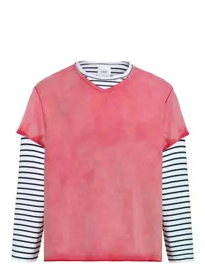 FOUND Distressed Sunfade-wash T-shirt - Red