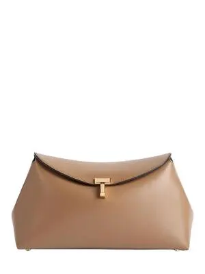 TOTEME T-lock Leather Crossbody Bag - Camel
