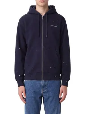 Carhartt Work In Progress Distressed Zip Up Hoodie - Navy
