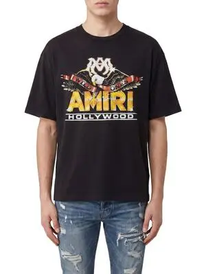 Amiri Dropped-shoulder Cotton T-shirt With Graphic Logo Print - Grey