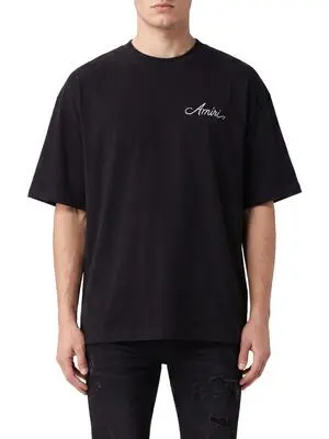 Amiri Relaxed-fit Dropped-shoulder T-shirt With Graphic Print - Grey