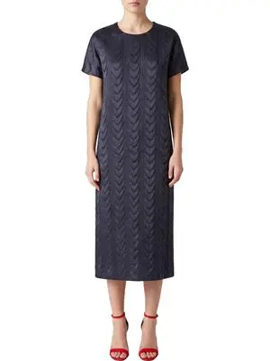 MEIMEIJ Meimei Crêpe Midi Tunic With Crew Neck And Sequin Appliqu - Blue