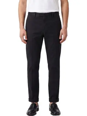 BRIGLIA 1949 Slim Fit Tailored Trousers In Cotton Linen Blend - Blue