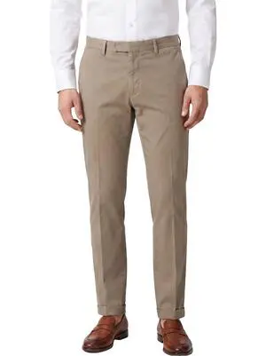 BRIGLIA 1949 Slim Fit Tailored Trousers In Cotton Linen Blend - Green