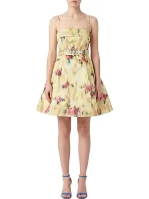 GANNI Floral Print Recycled Crêpe A-line Mini Dress - Multicolor