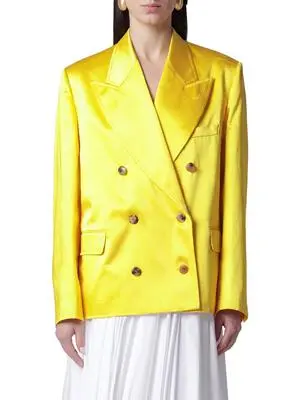 Dries Van Noten Double-breasted Cotton-blend Blazer - Yellow