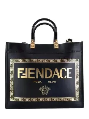 Fendi X Versace Fendace Convertible Sunshine Shopper Tote Bag - Black