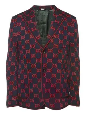 Gucci Gg Jacquard Knit Blazer - Blue