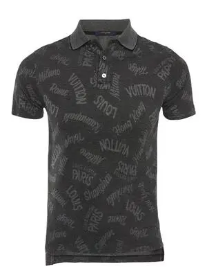 LOUIS VUITTON Pique Cities-print Polo Shirt - Grey