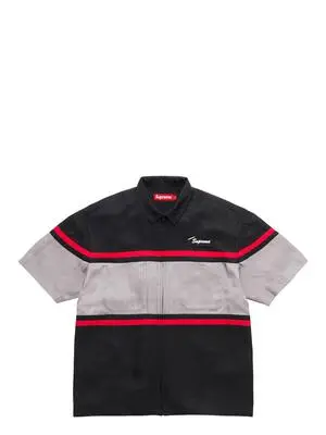 Supreme Silk Zip Up Short-sleeve Shirt - Black