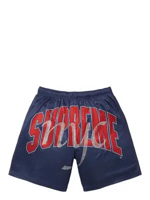 Supreme Rhinestone Embellished Mesh Shorts - Blue