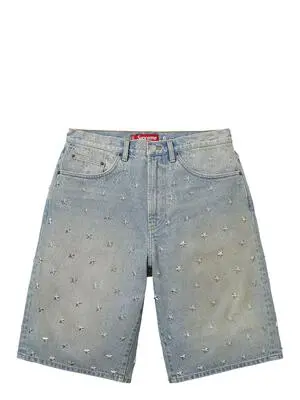Supreme Stars Studded Baggy Denim Short - Blue
