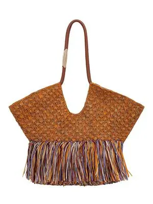 Zimmermann Raffia Shoulder Bag With Fringe - Multicolor