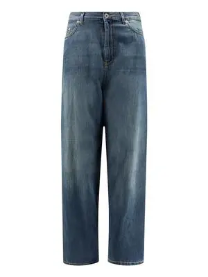 Dior Wide Leg Jeans With Vintage Effect - Multicolor