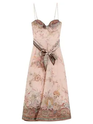Zimmermann Alchemy Silk And Linen Blend Midi Dress - Multicolor