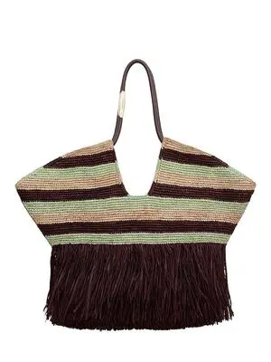Zimmermann Golden Time Raffia Shoulder Bag With Fringe - Multicolor