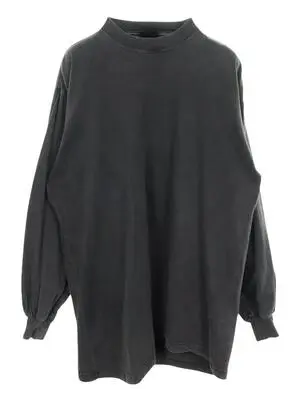 Balenciaga 2010s Logo Print Long Sleeve Cotton T-shirt - Grey
