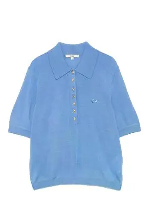 Maje Knitted Polo Top - Blue