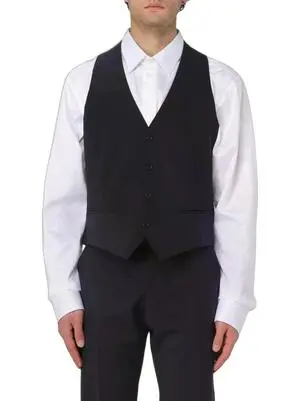 Emporio Armani Navy Wool Waistcoat - Blue