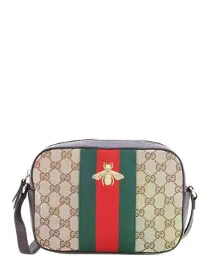 Gucci Gg Canvas Bee Web Camera Bag - Brown