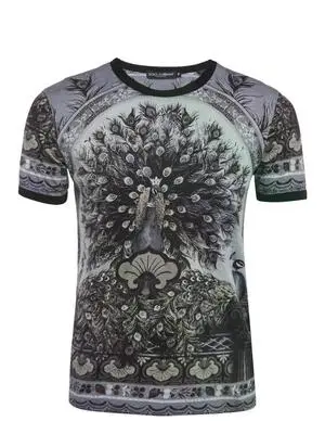 Dolce & Gabbana Peacock-print T-shirt - Grey