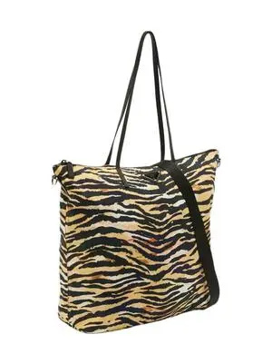 Prada Tessuto Animal-print Tote Bag - Neutrals