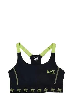 EA7 Logo-detail Racerback Sports Bra - Black