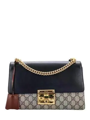 Gucci Gucci Padlock GG Coated Canvas And Leather Shoulder Bag Black