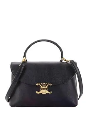 Celine Nino Top Handle Bag Leather Medium Satchel - Black