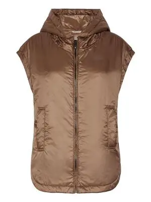 Max Mara Padded Hooded Gilet In Water-repellent Canvas - Mud