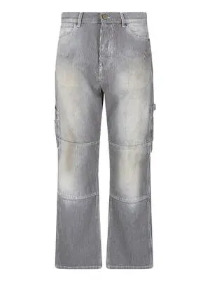 CULTURA Cultura Straight Leg Striped Jeans With Cargo Pockets