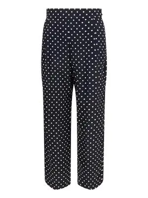 Valentino Garavani Polka-dot Crêpe De Chine Cropped Pants - Black
