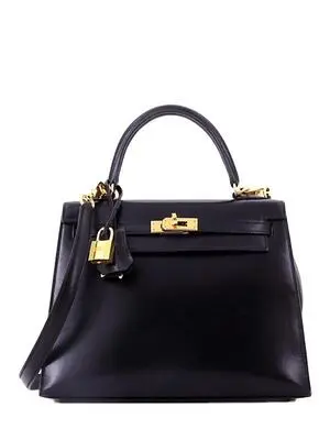 Hermès Kelly 25 Handbag Black Tadelakt With Gold Hardware - Noir
