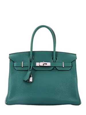 Hermès Birkin 30 Handbag Green Clemence With Palladium Hardware Malachite