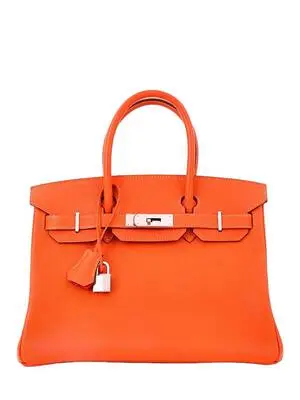 HERMÈS Birkin 30 Handbag Orange Epsom With Palladium Hardware