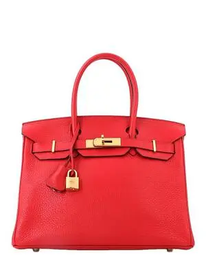 Hermès Birkin 30 Handbag Red Clemence With Gold Hardware Rouge Casaque