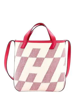 Hermès 27 Cabas H En Biais Tote Canvas With Leather - Pink