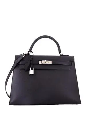 Hermès Kelly 32 Handbag Black Epsom With Palladium Hardware - Noir