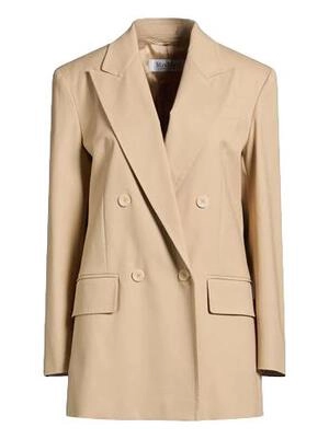 Max Mara Double-breasted Cotton Blend Blazer - Beige