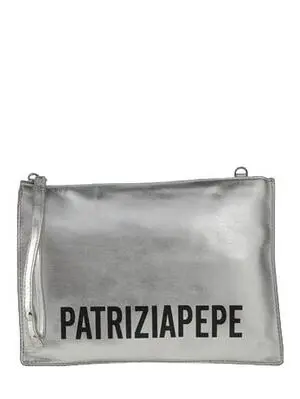 Patrizia Pepe Coated Fabric Wristlet Bag With Detachable Shoulder Strap - Silver