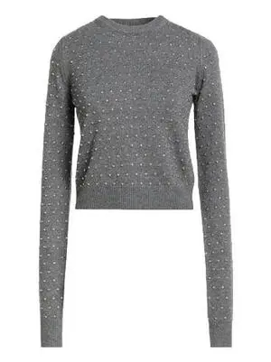 Sportmax Wool And Cashmere Sweater With Studs - Grey
