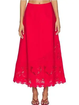 ELLIATT ELLIATT Giovanna A-Line Maxi Skirt With Lace Trim