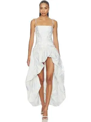 Amanda Uprichard Ophelia Jacquard Maxi Dress - Blue Combo