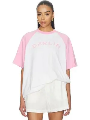 DARLIN Old Skool Raglan Tee - Blush